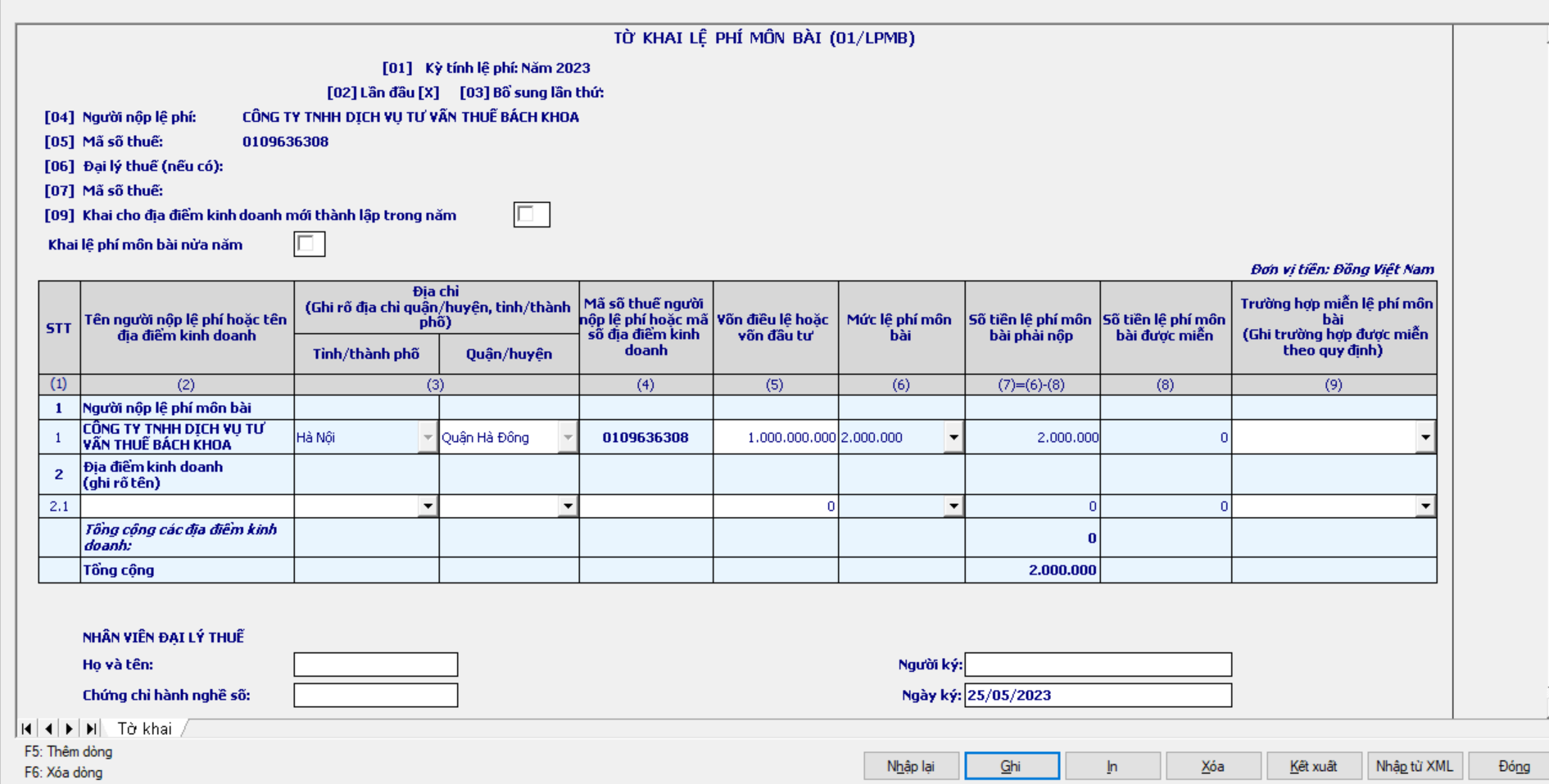 Hướng dẫn lập và nộp tờ khai lệ phí môn bài mới nhất